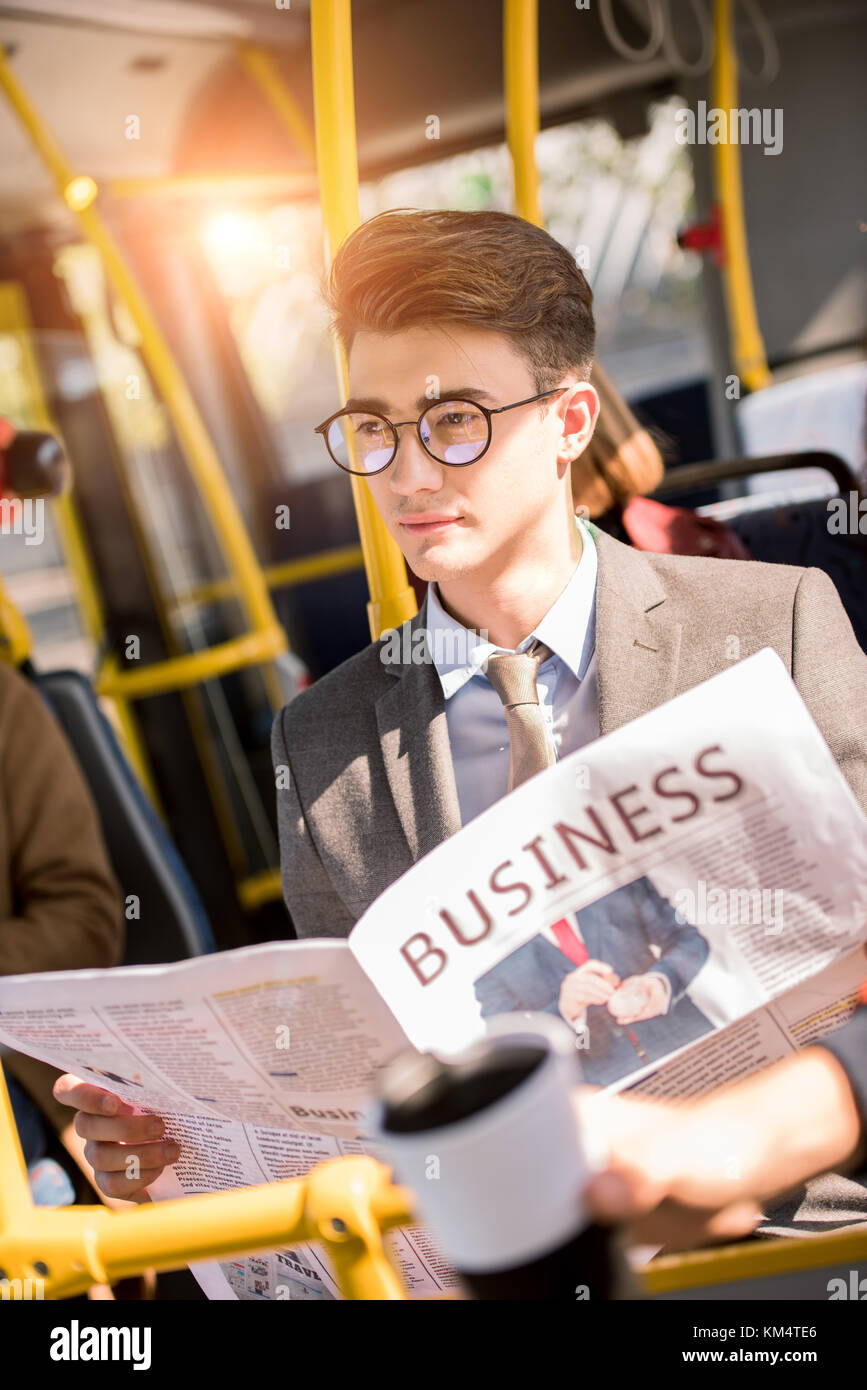 young businessman in bus Stock Photo - Alamy