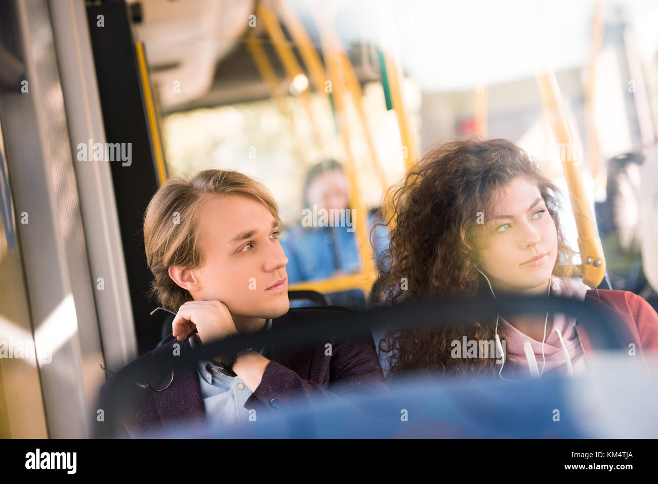 young couple in bus Stock Photo - Alamy
