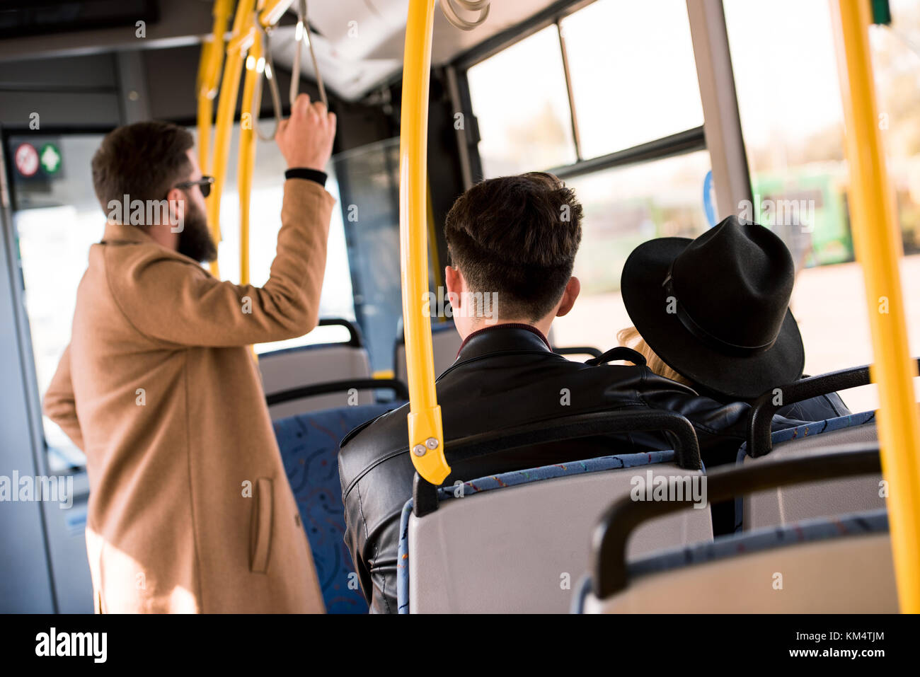 young couple in bus Stock Photo - Alamy