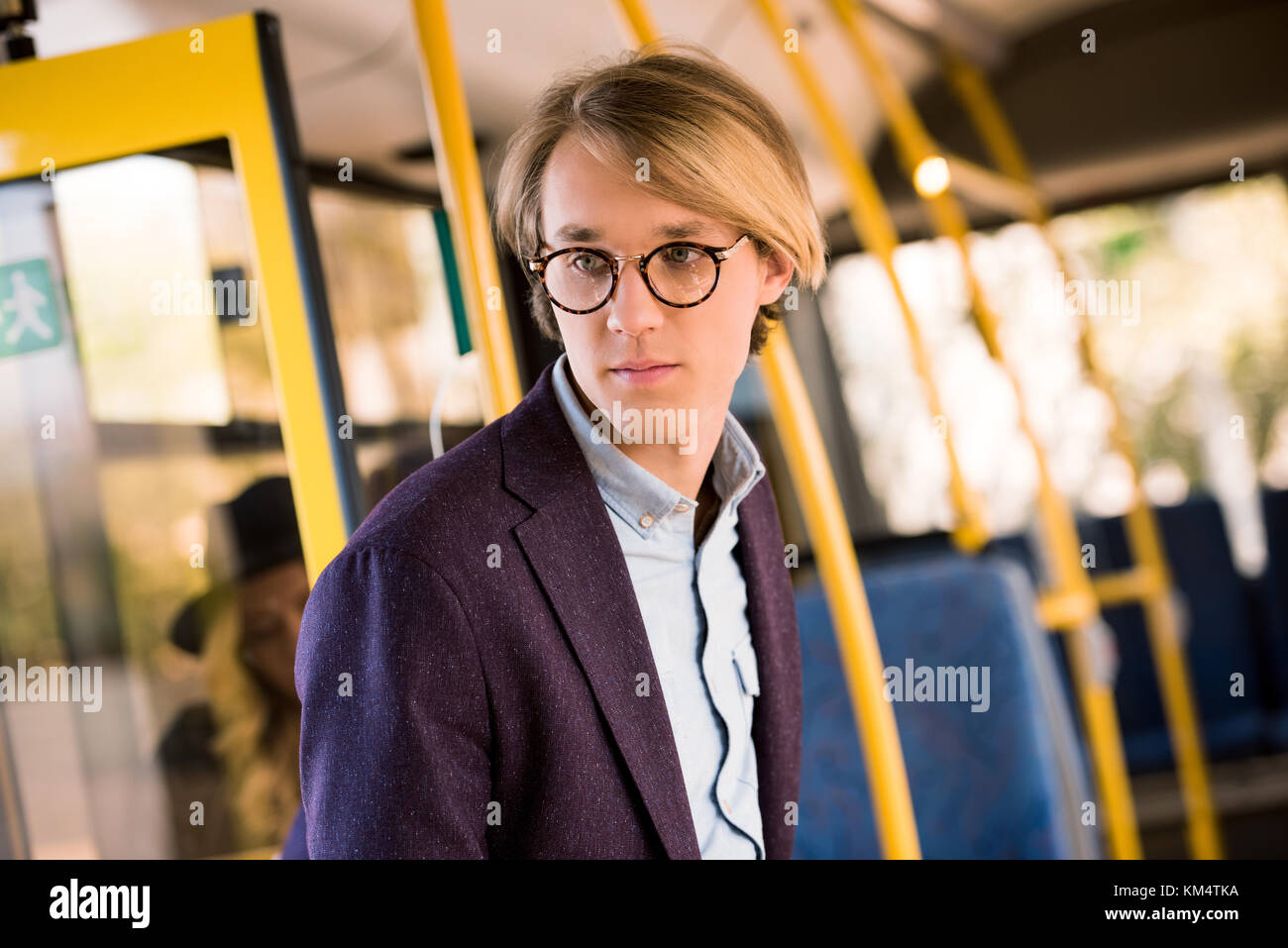 young man entering bus Stock Photo - Alamy