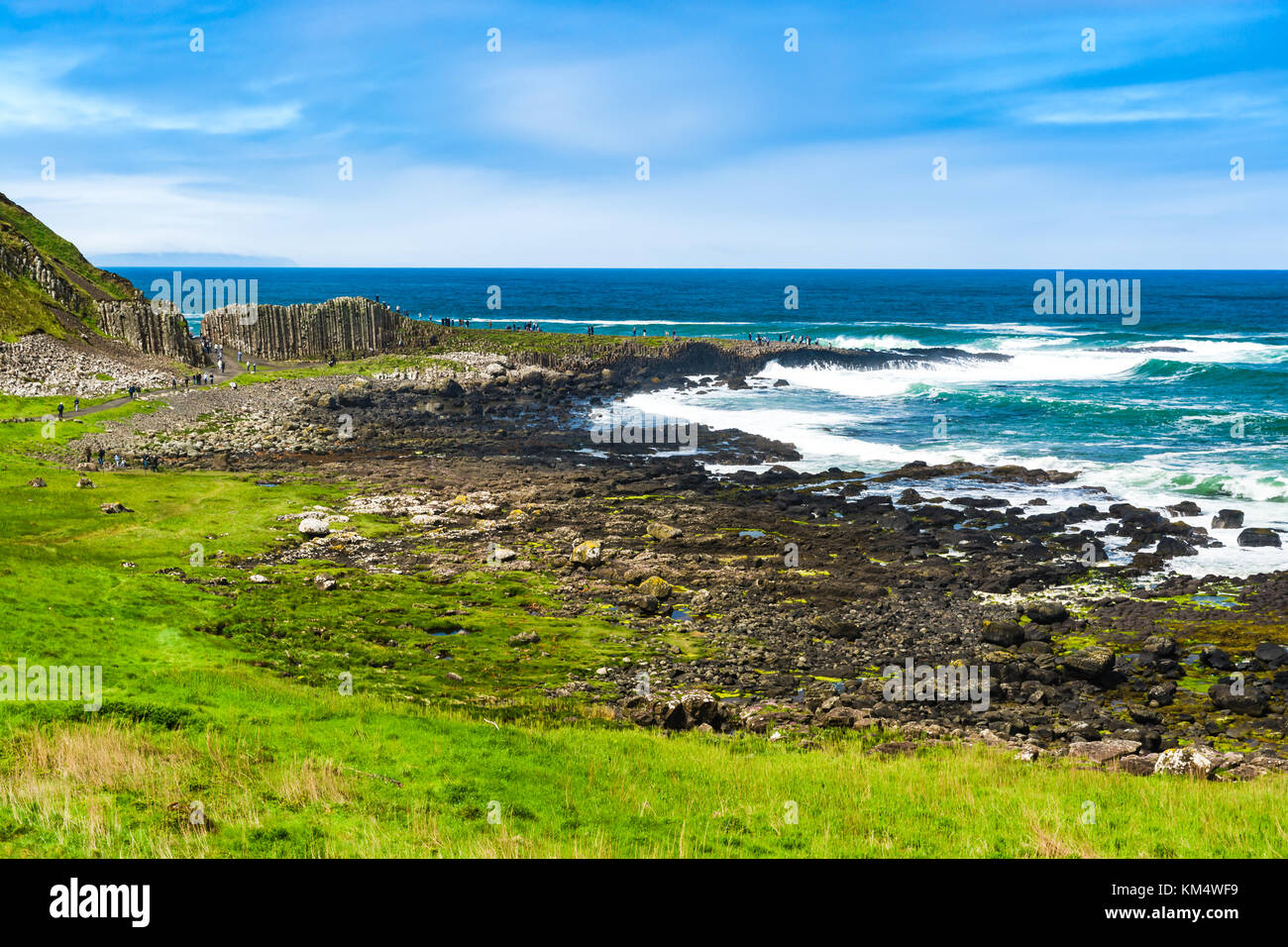 Northern Ireland: View towards the interlocking geologic basalt columns ...