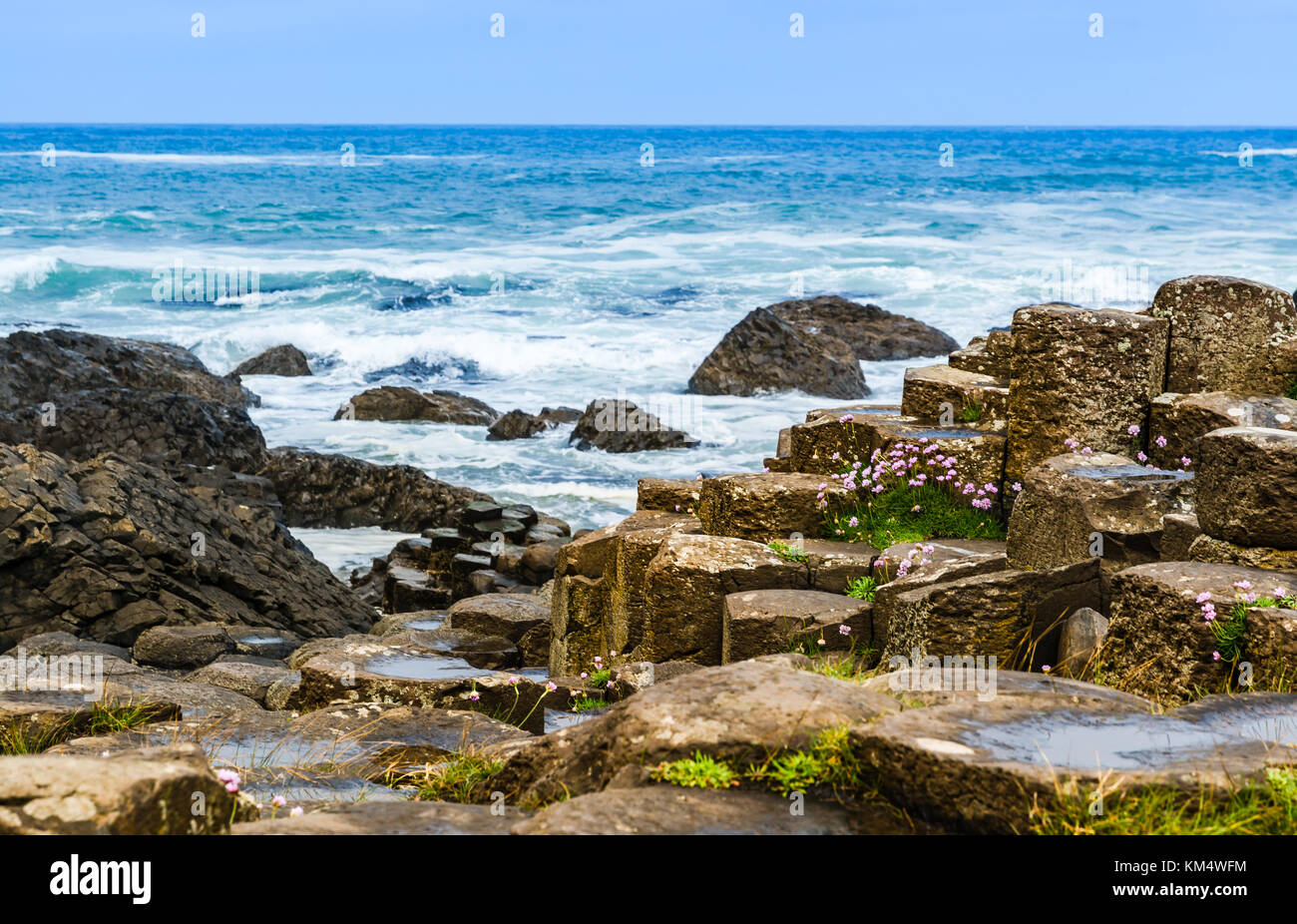 Northern Ireland: Giant's Causeway on the Atlantic ocean coastline ...