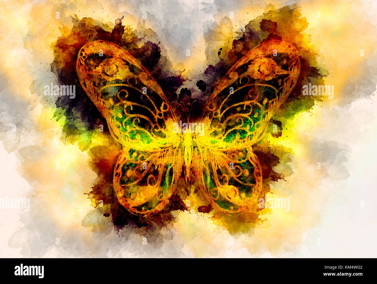 Light yellow butterfly and color structure bckground Stock Photo - Alamy