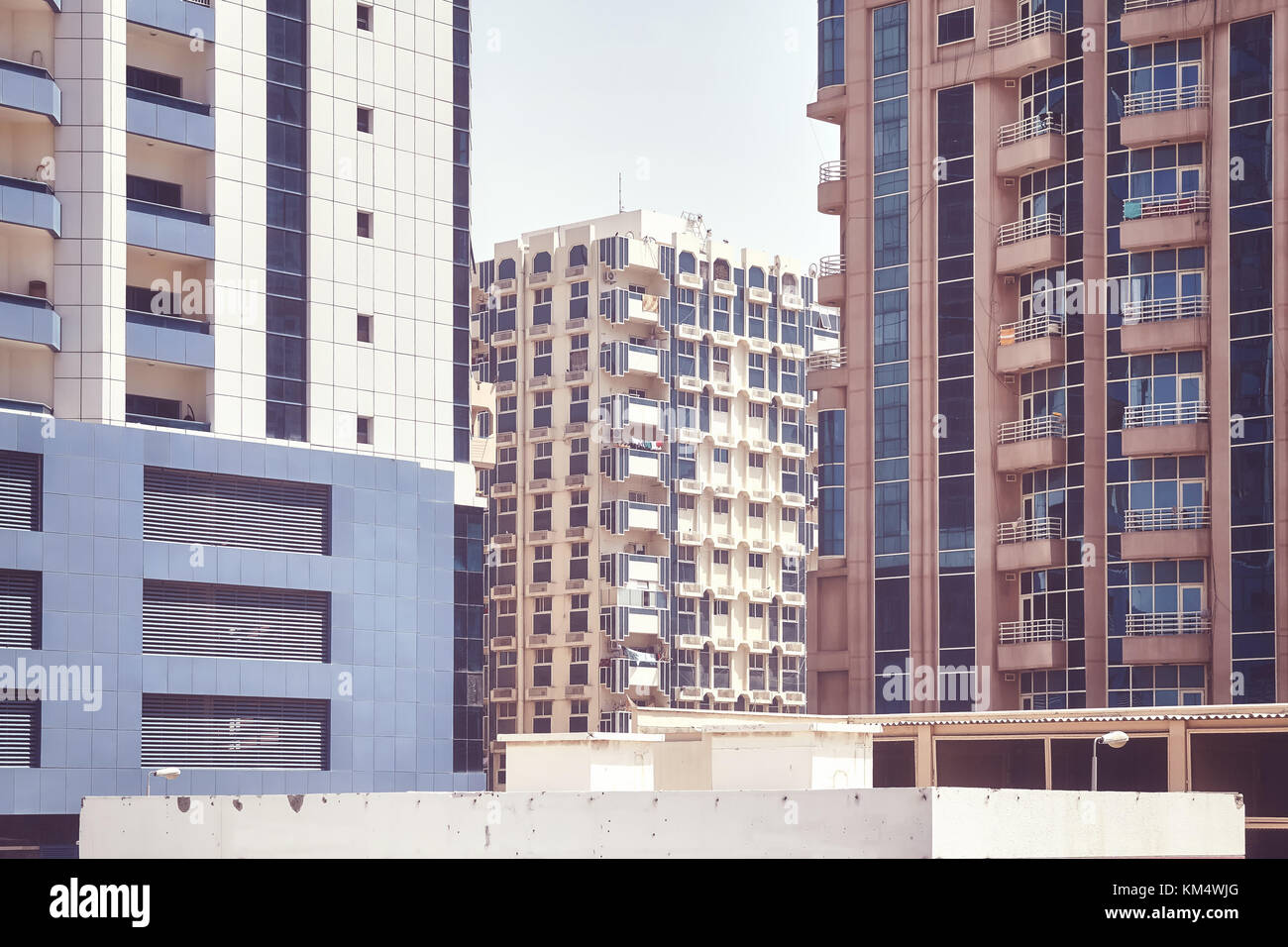Close up picture of residential buildings facades, architectural ...