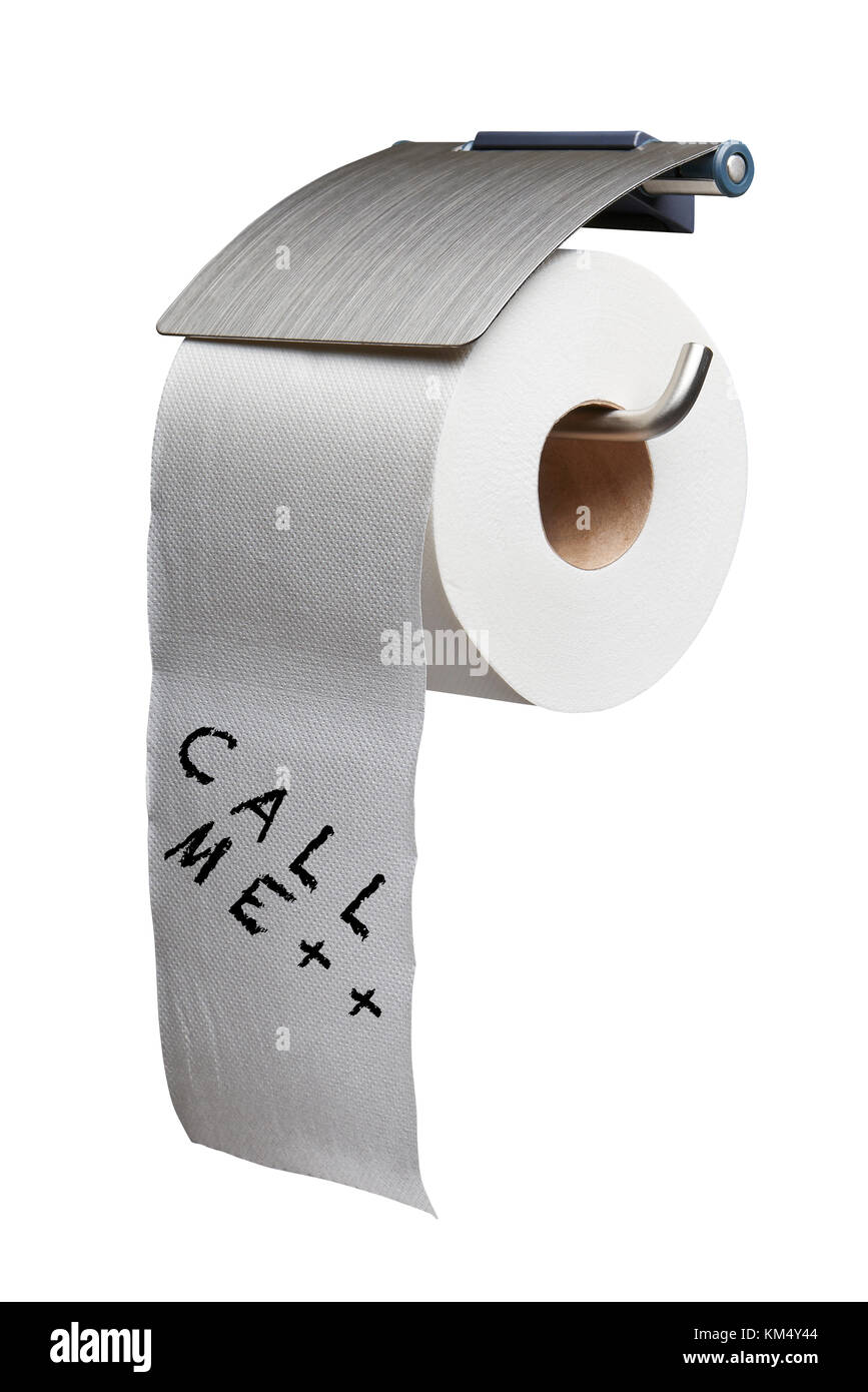 Message on White toilet roll paper isolated on white background with ...