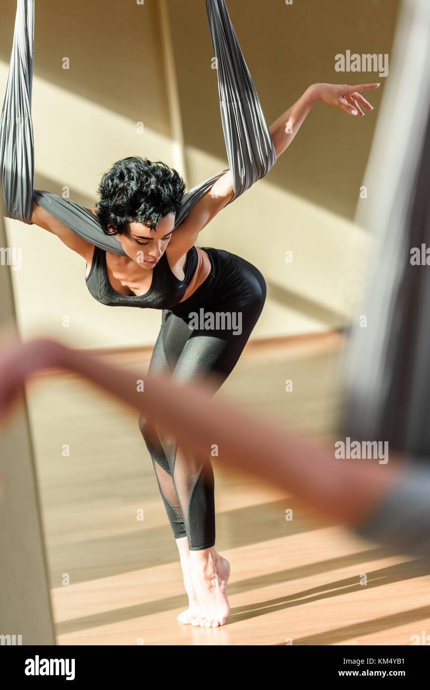 woman practicing acrobatic aerial dance Stock Photo - Alamy