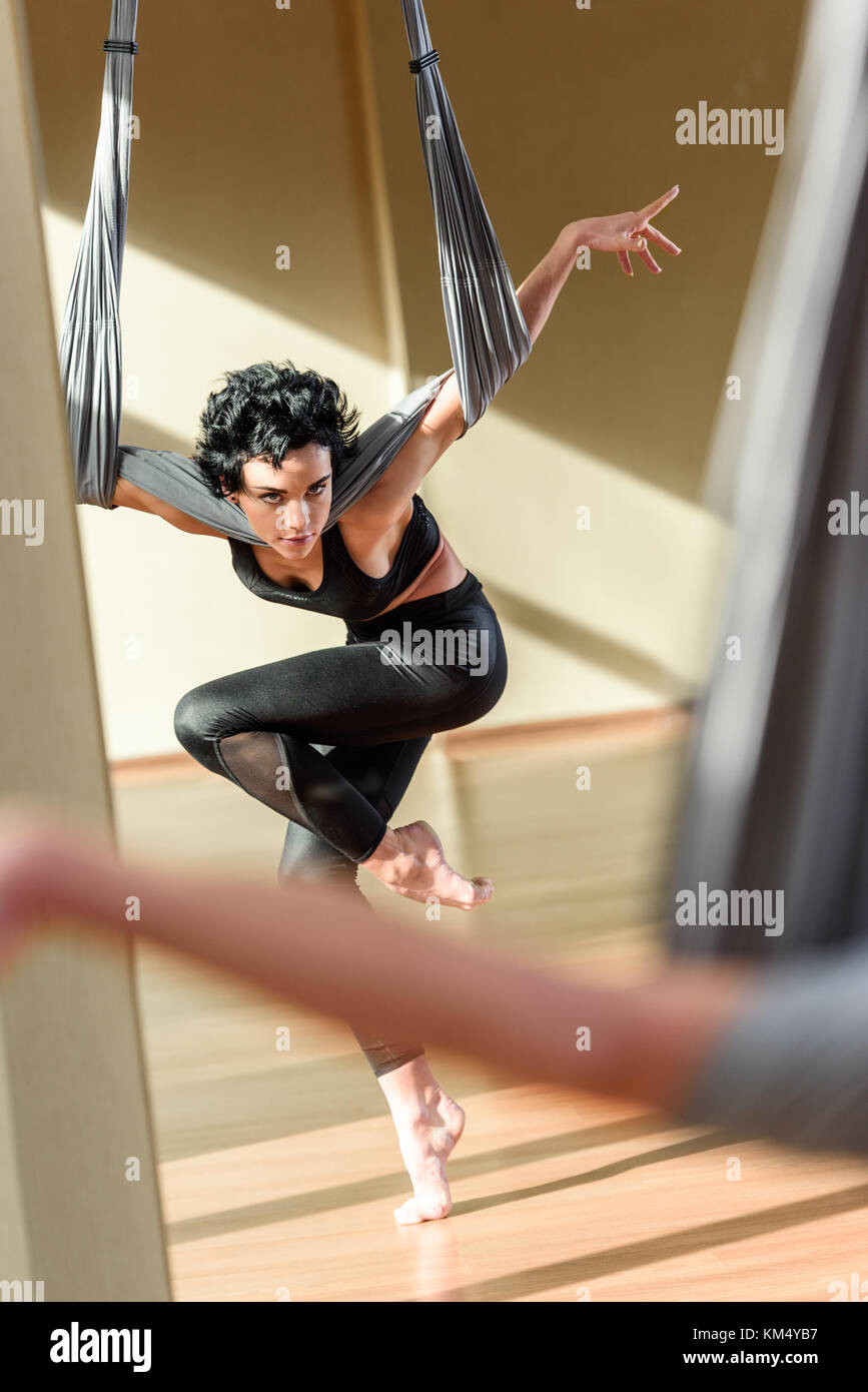 woman practicing acrobatic aerial dance Stock Photo - Alamy