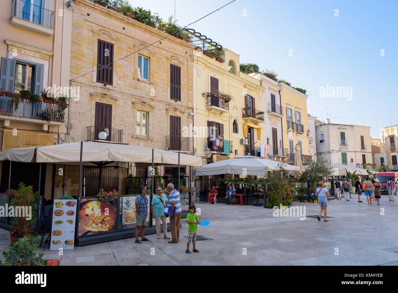 Bari, Italy - September 02, 2016: Tourists visit Piazza Mercantile in ...