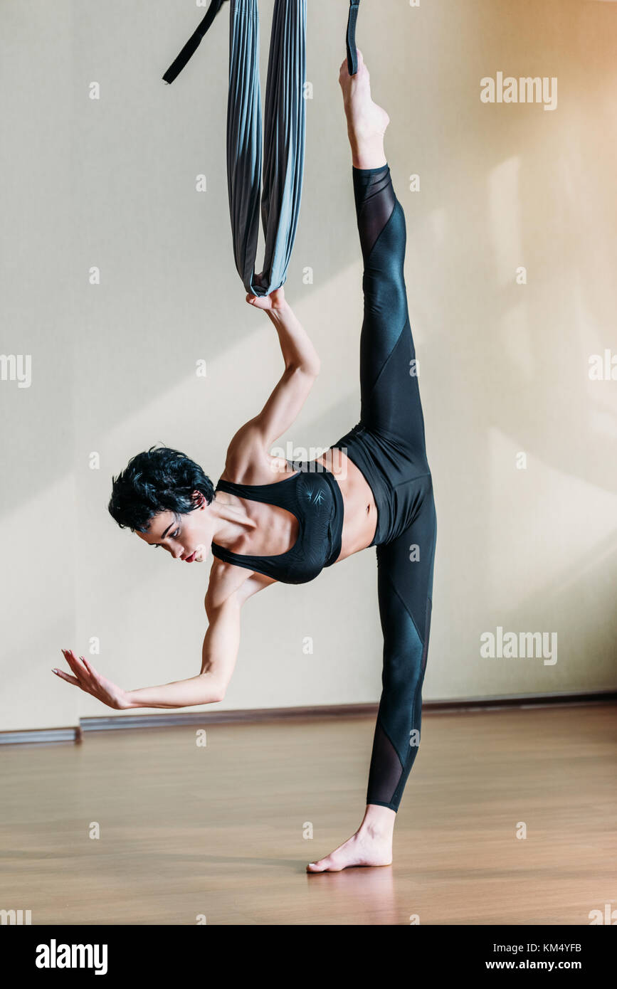 woman practicing acrobatic aerial dance Stock Photo - Alamy