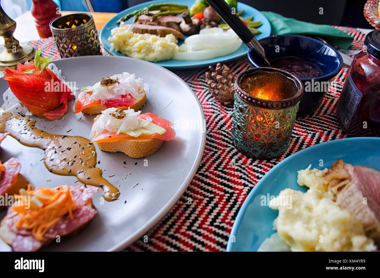 Festive Dinner Table Lay Out Stock Photo - Alamy