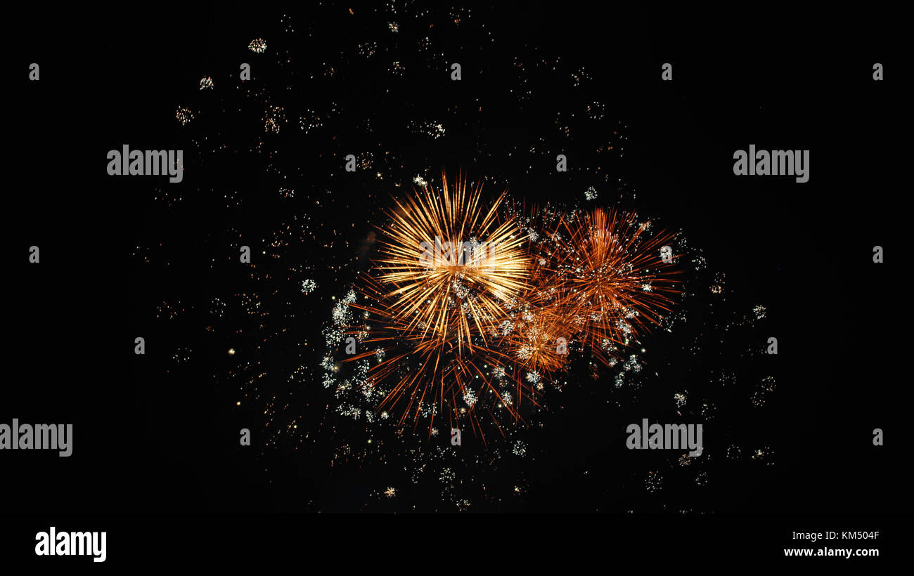 Fireworks created beautiful orange circular shapes during the ...