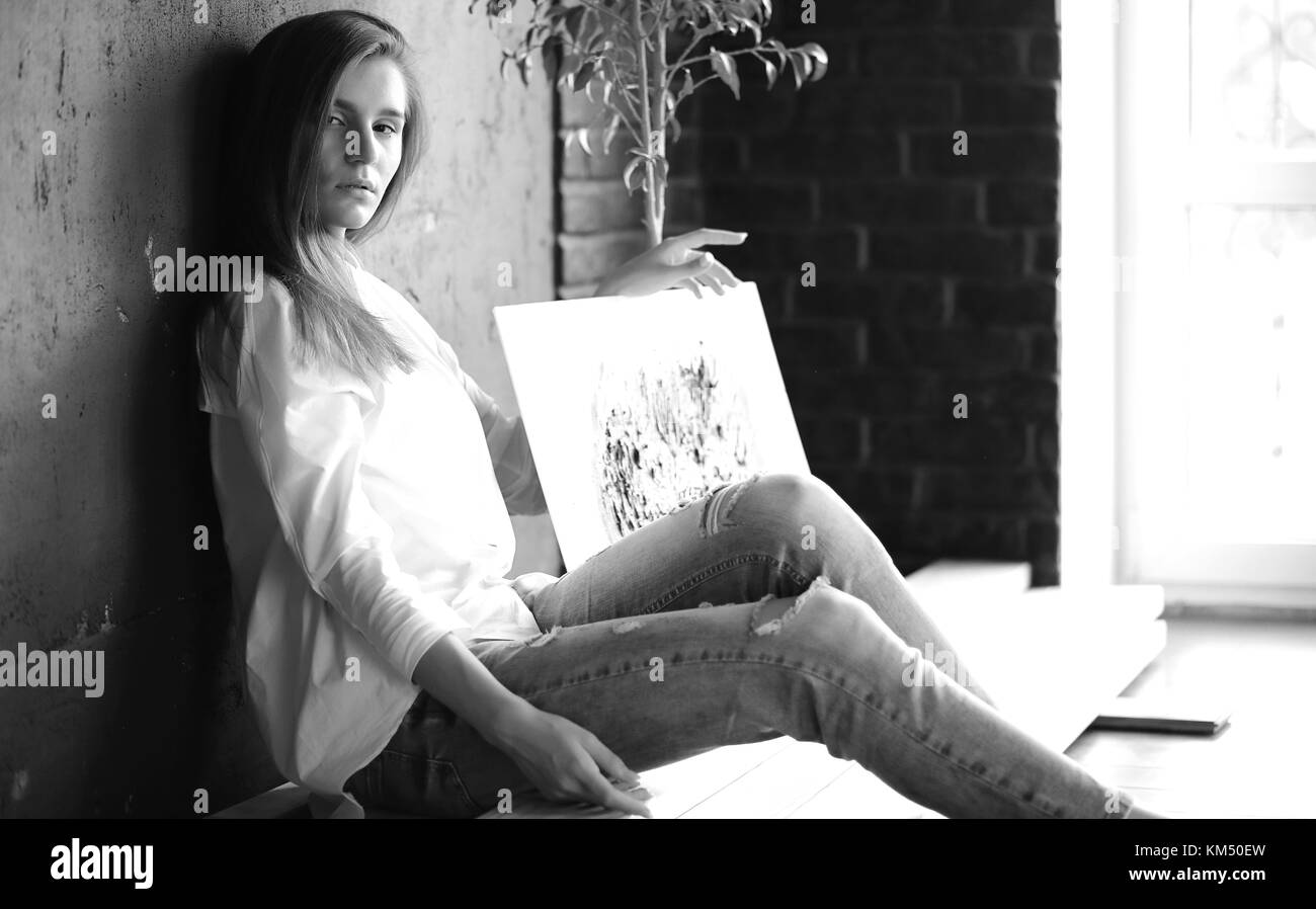 Beautiful artist at work Stock Photo - Alamy