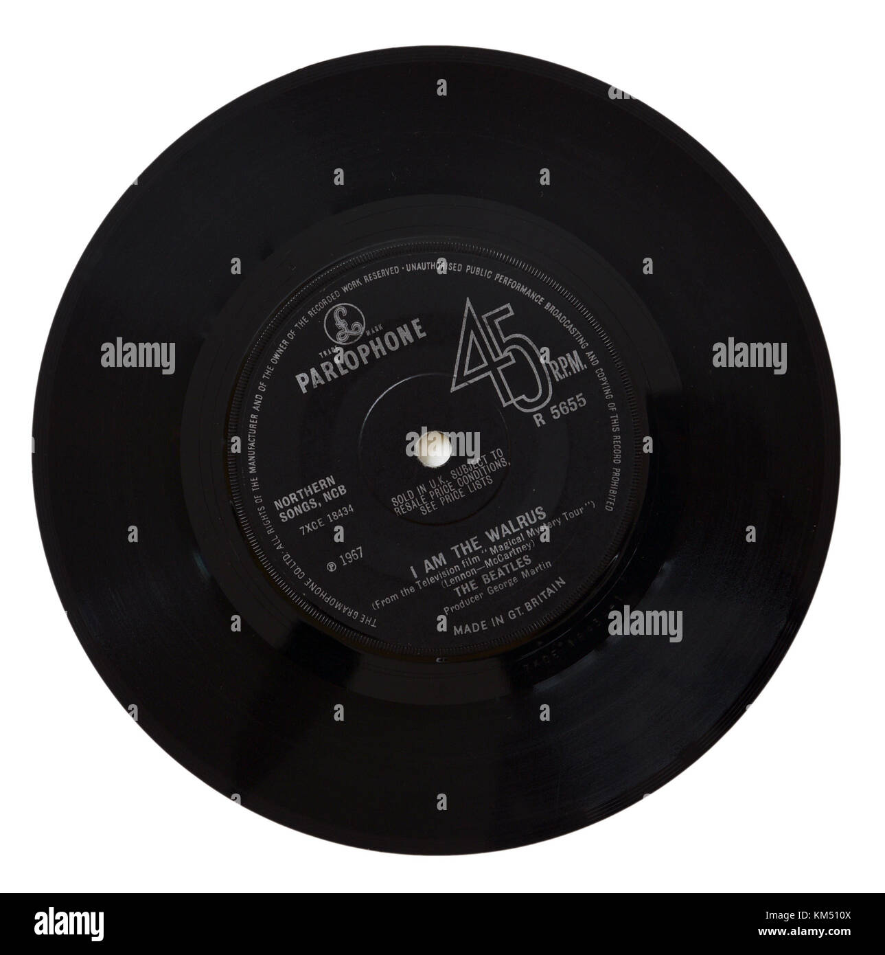 Beatles I Am the Walrus seven inch single Stock Photo - Alamy