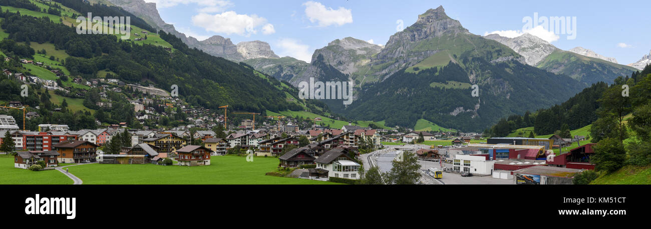 Engelberg, Switzerland - 1 August 2017: the village of Engelberg on the ...
