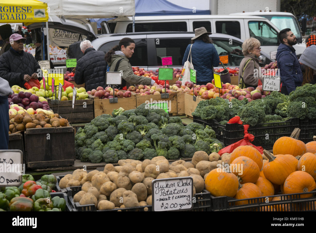 People shop for vegetables at the Grand Army Plaza Farmers Market just ...
