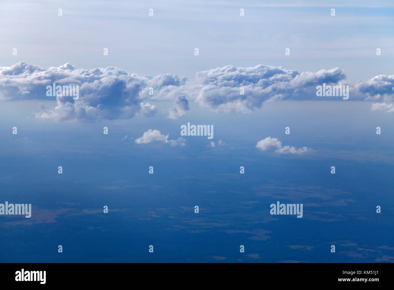 Blue and silver clouds background, view from airplane Stock Photo - Alamy