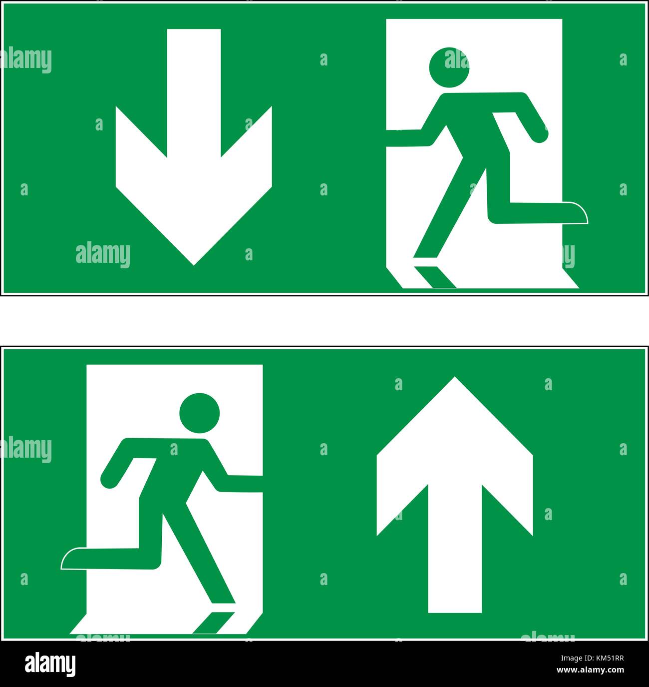 Emergency exit downward, emergency exit upward, escape route signs ...