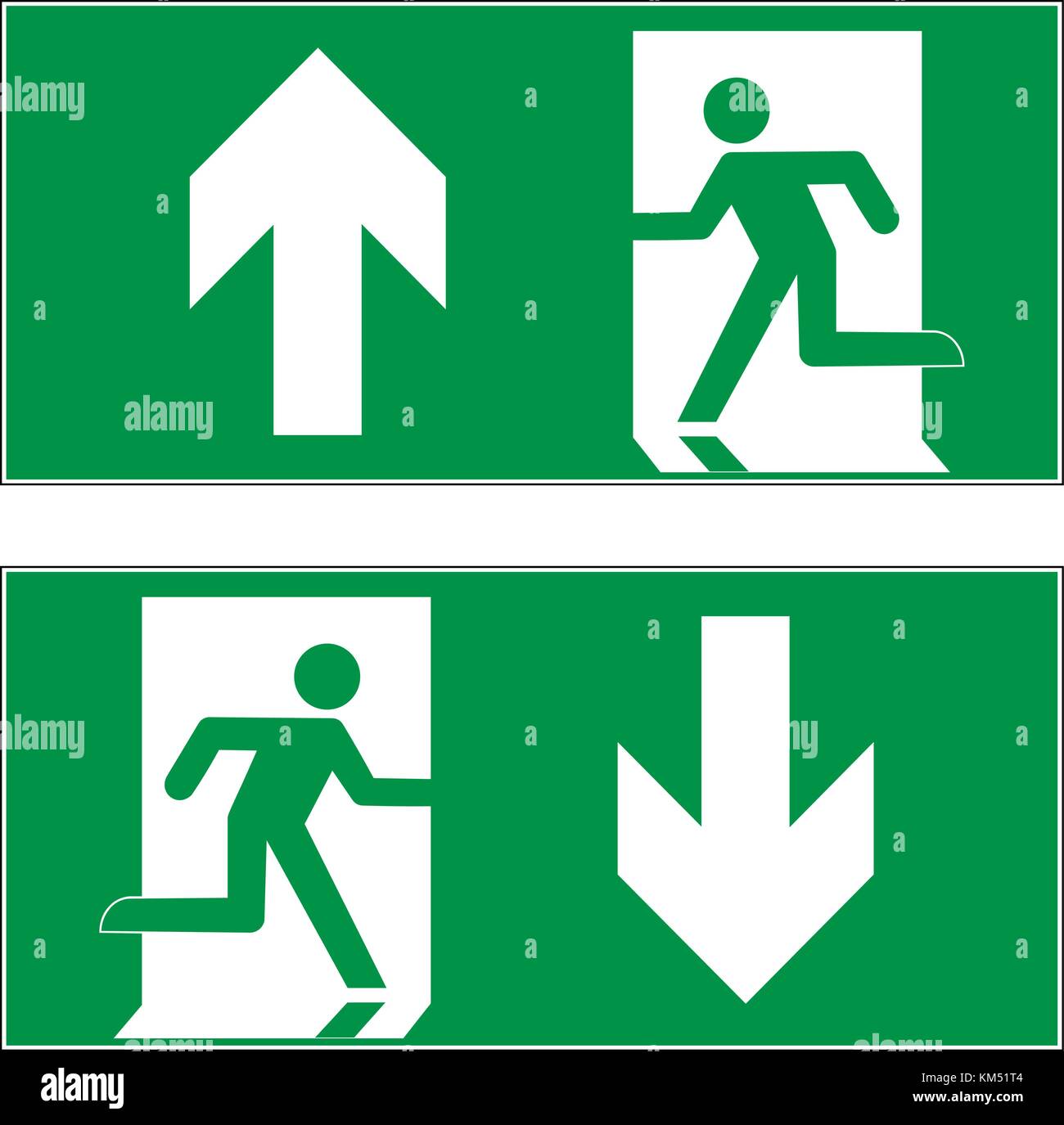 Emergency exit downward, emergency exit upward, escape route signs ...