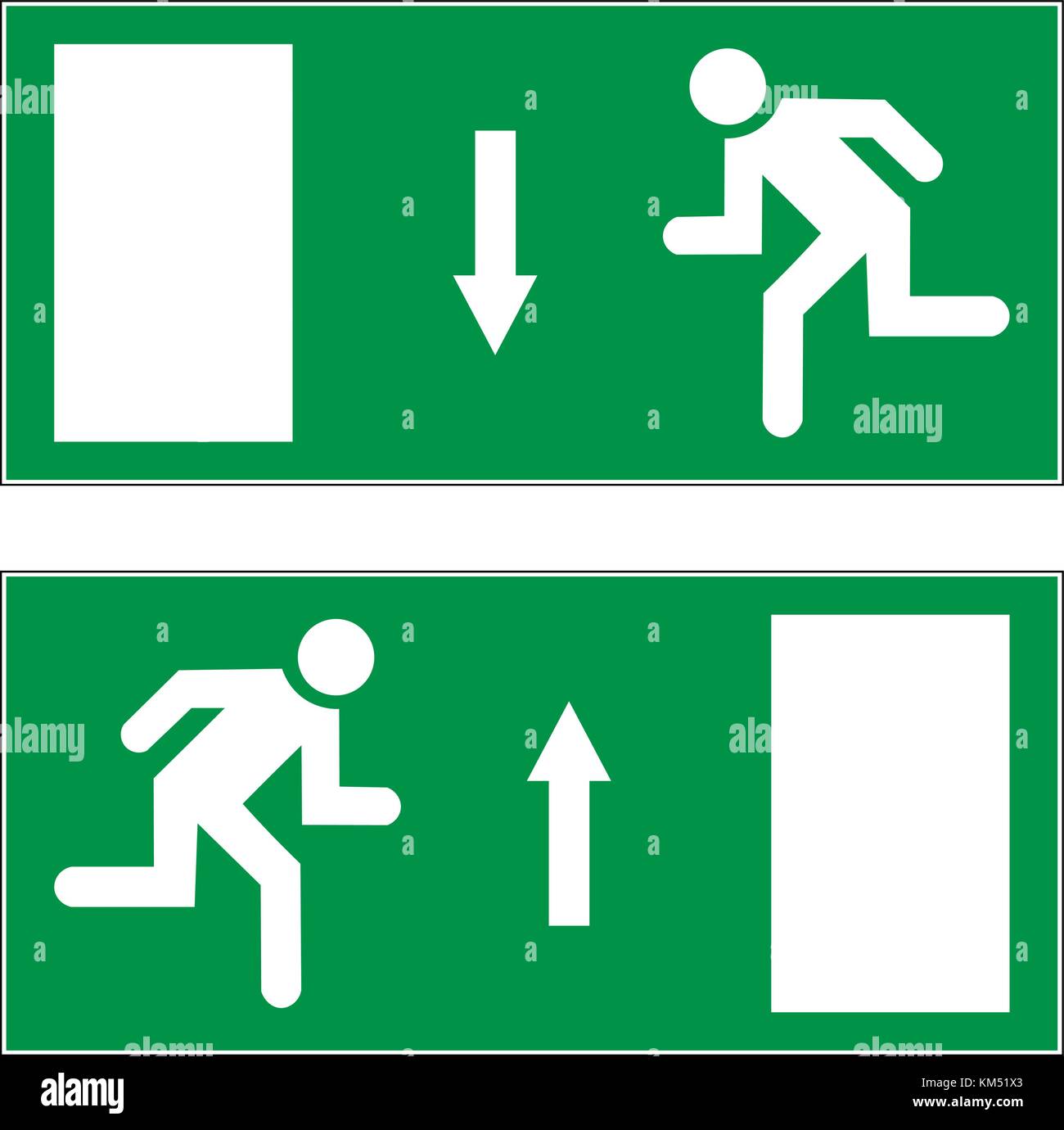 Emergency exit downward, emergency exit upward, escape route signs ...