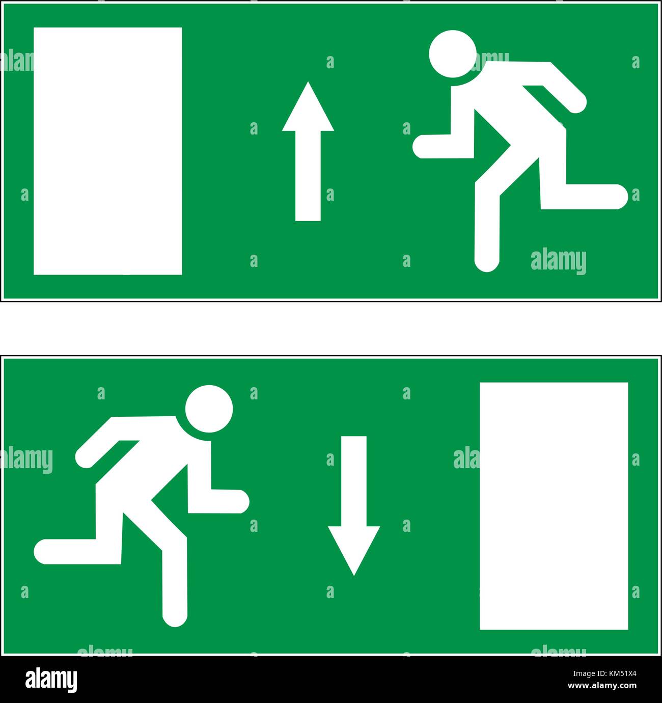 Emergency exit downward, emergency exit upward, escape route signs ...