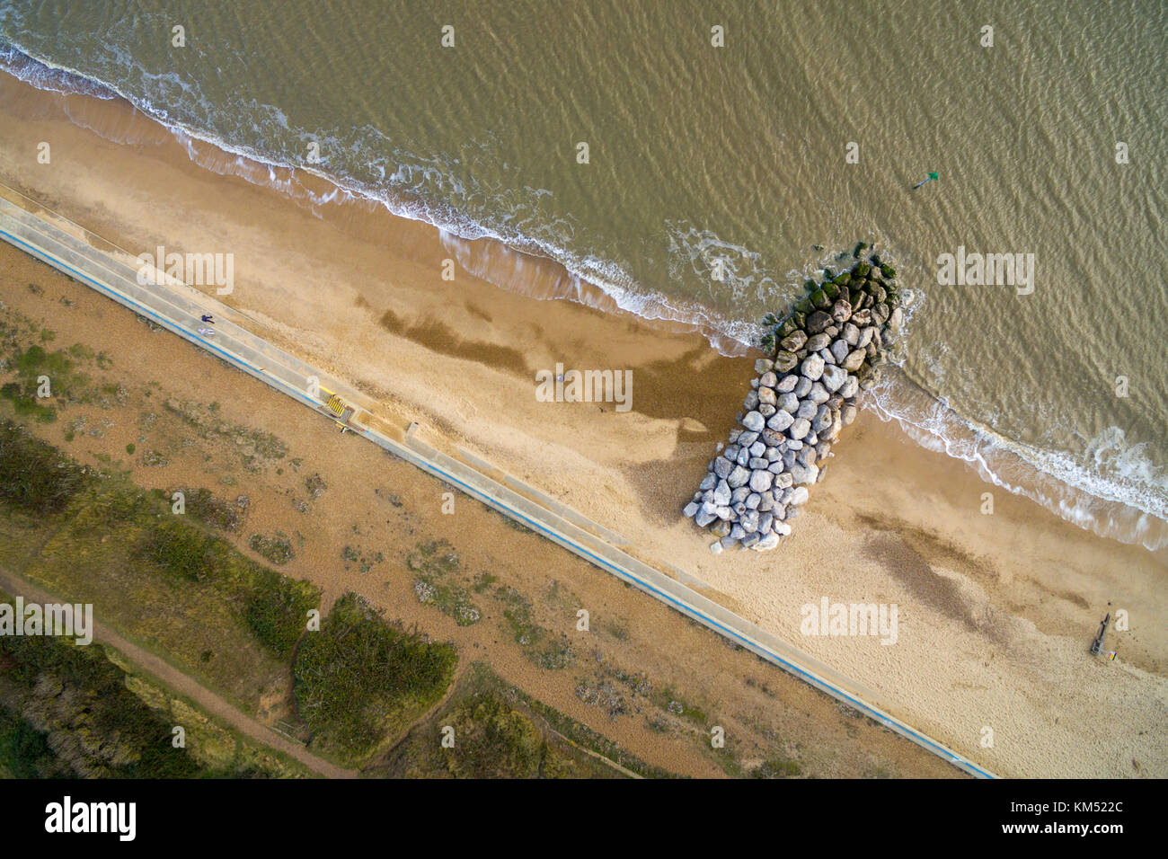 Aerial view of breakwater groyne at Felixstowe, Suffolk, UK Stock Photo ...