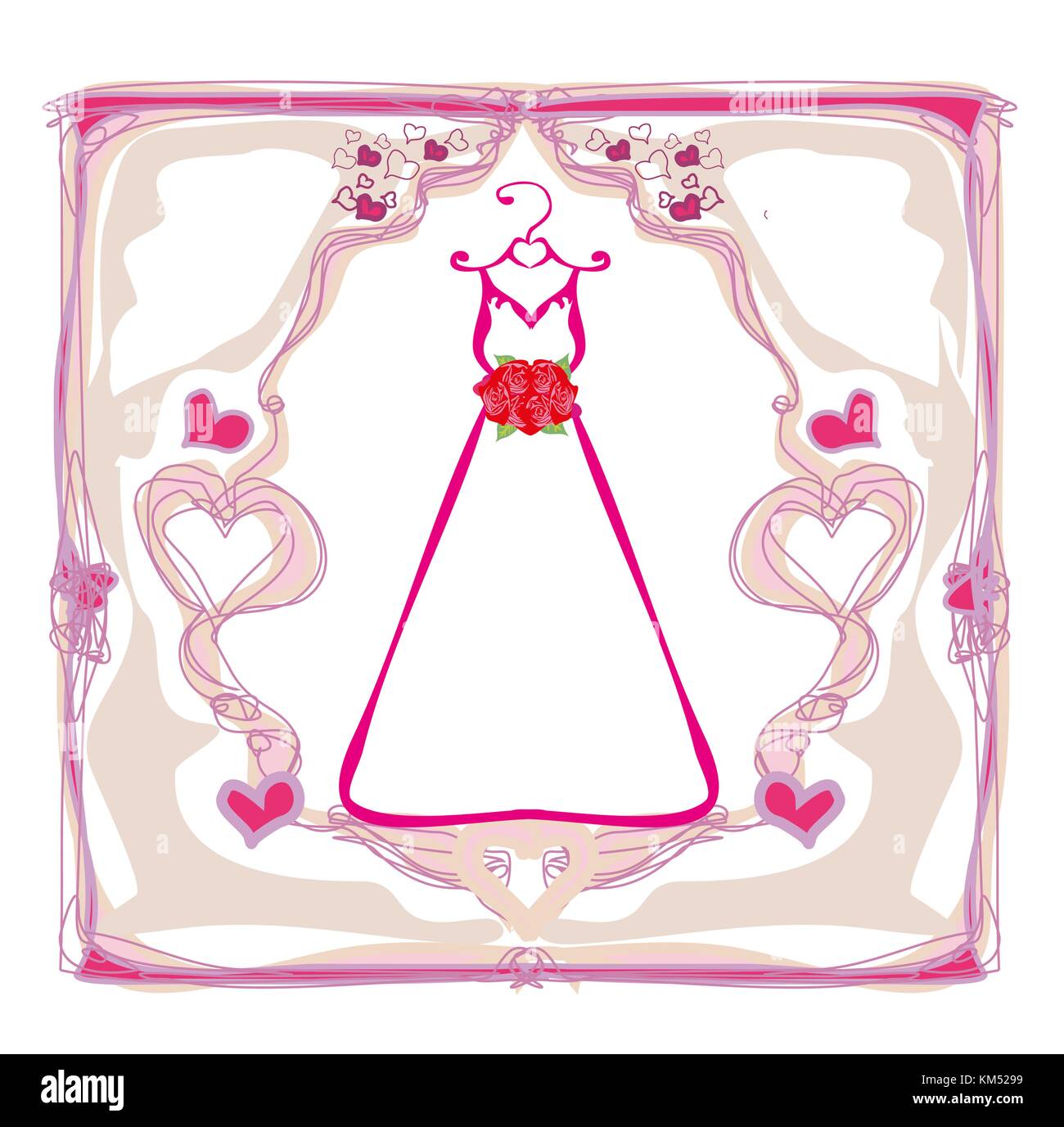 Invitation template with beautiful wedding dress Stock Vector Image ...