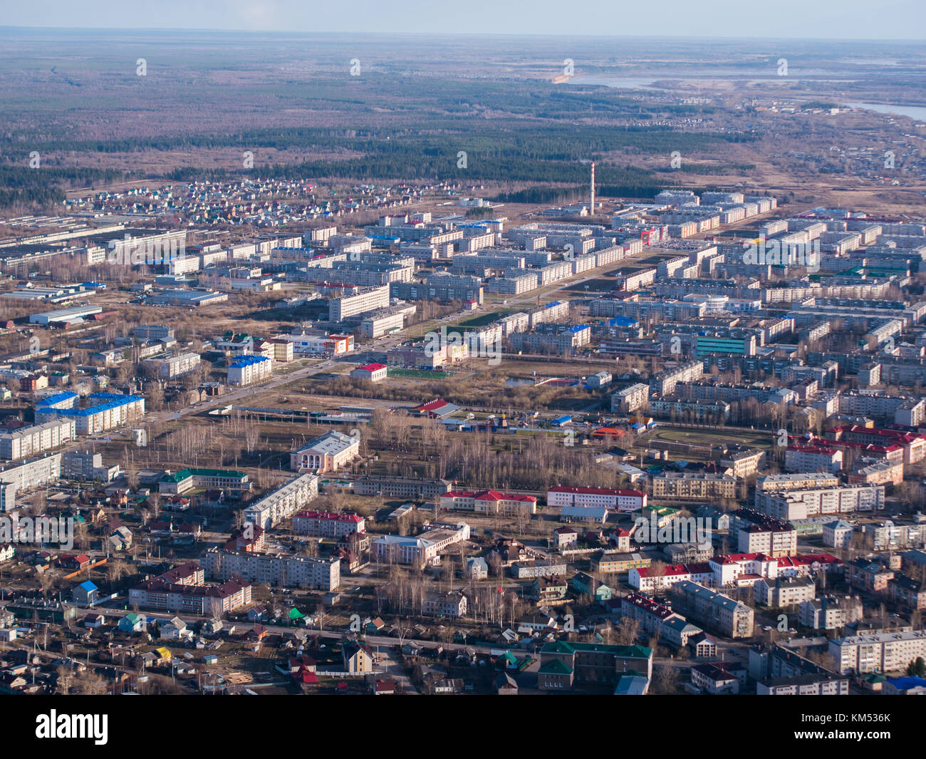 aerial view of small city Stock Photo - Alamy