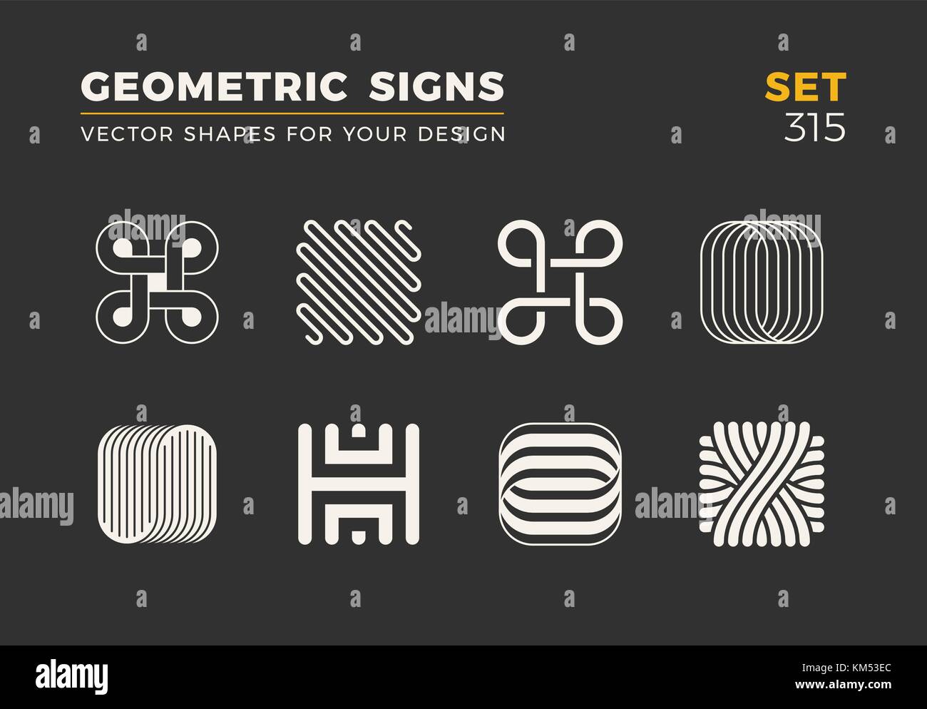 Set of eight minimalistic trendy shapes. Stylish vector logo emblems ...