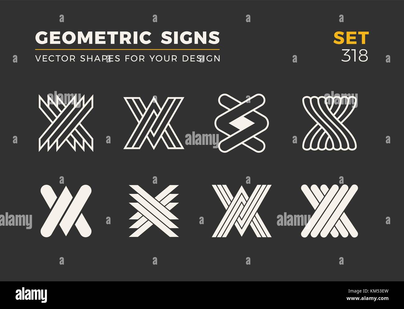 Set of eight minimalistic trendy shapes. Stylish vector logo emblems ...