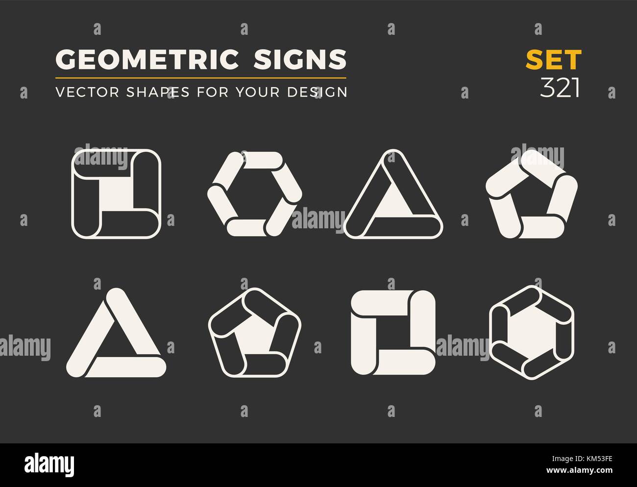 Set of eight minimalistic trendy shapes. Stylish vector logo emblems ...