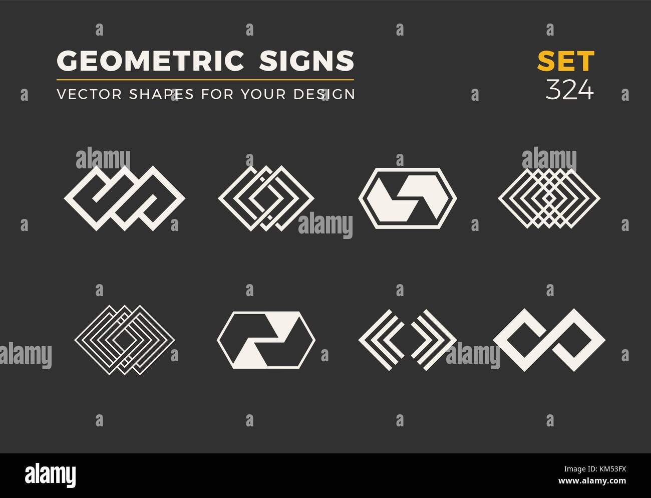 Set of eight minimalistic trendy shapes. Stylish vector logo emblems ...