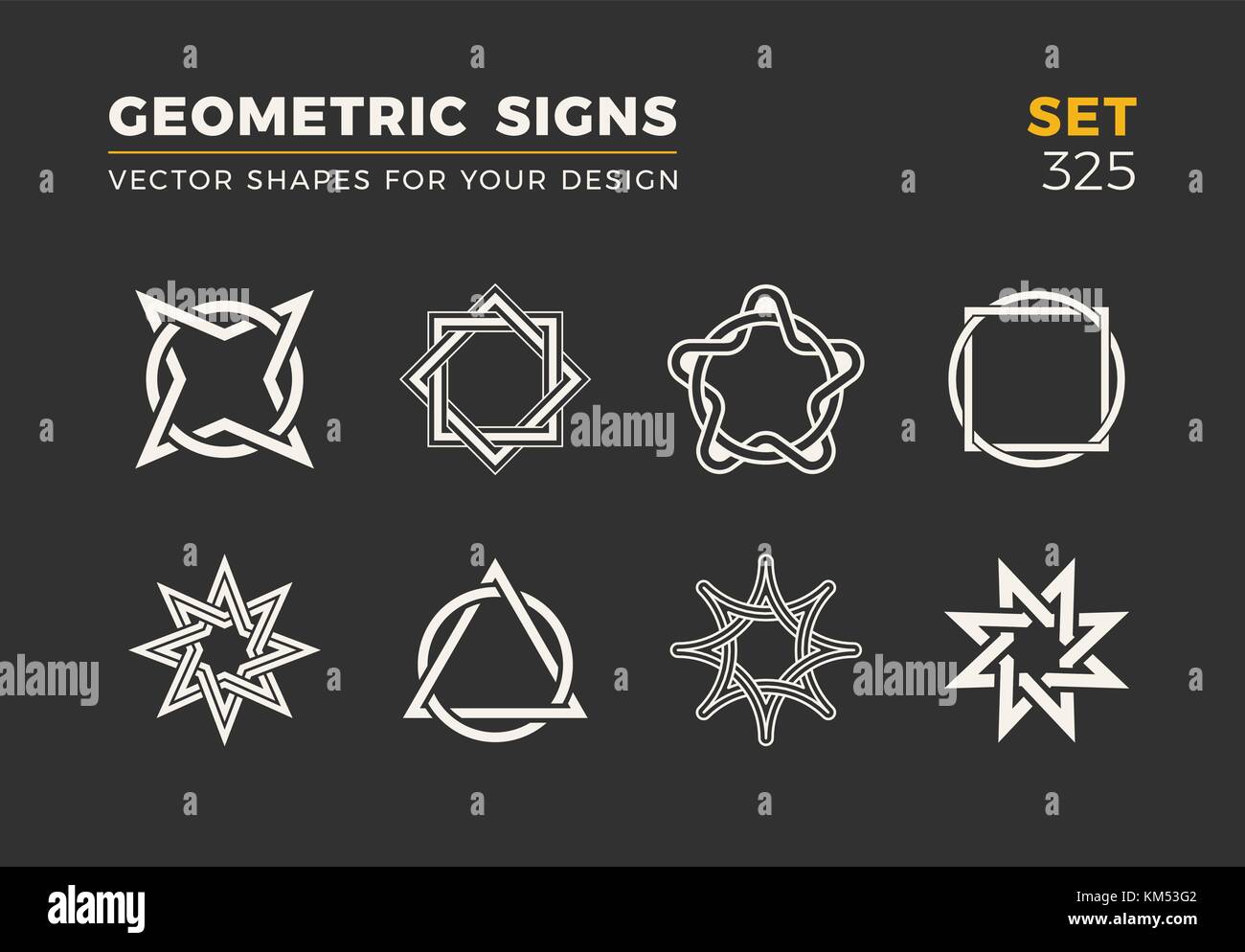 Set of eight minimalistic trendy shapes. Stylish vector logo emblems ...