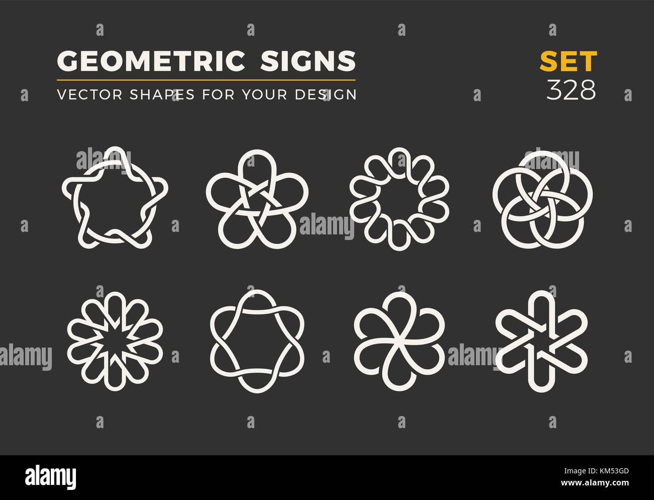 Set of eight minimalistic trendy shapes. Stylish vector logo emblems ...