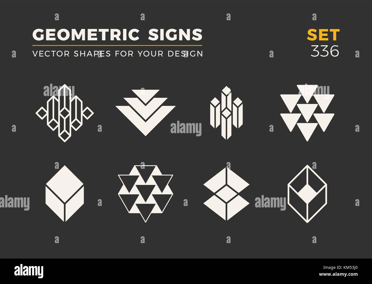 Set of eight minimalistic trendy shapes. Stylish vector logo emblems ...