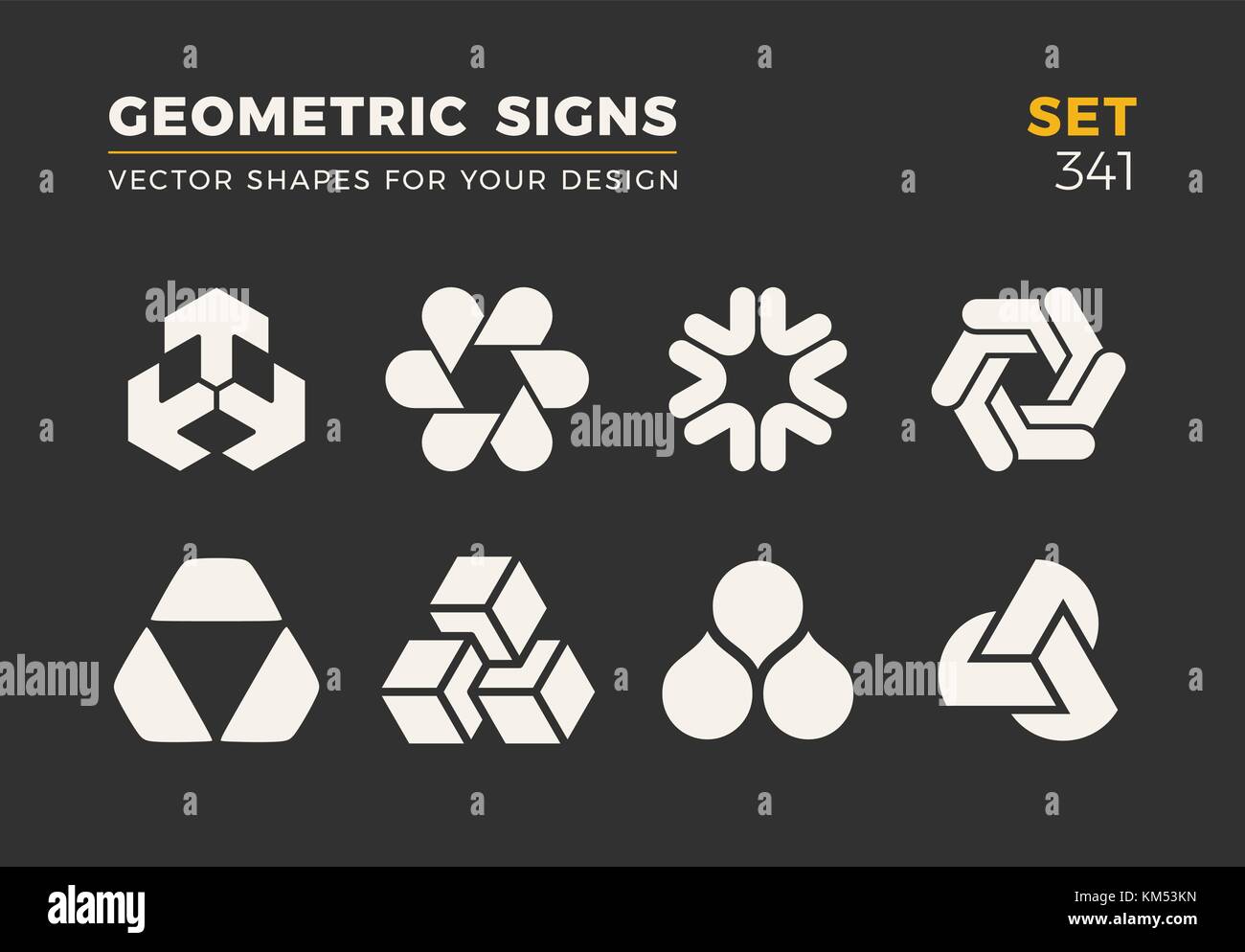 Set of eight minimalistic trendy shapes. Stylish vector logo emblems ...
