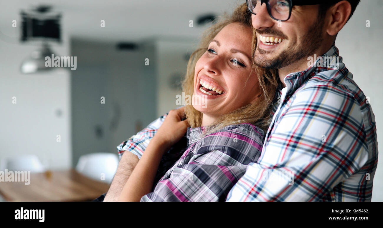 Sentimental couple in love bonding Stock Photo - Alamy