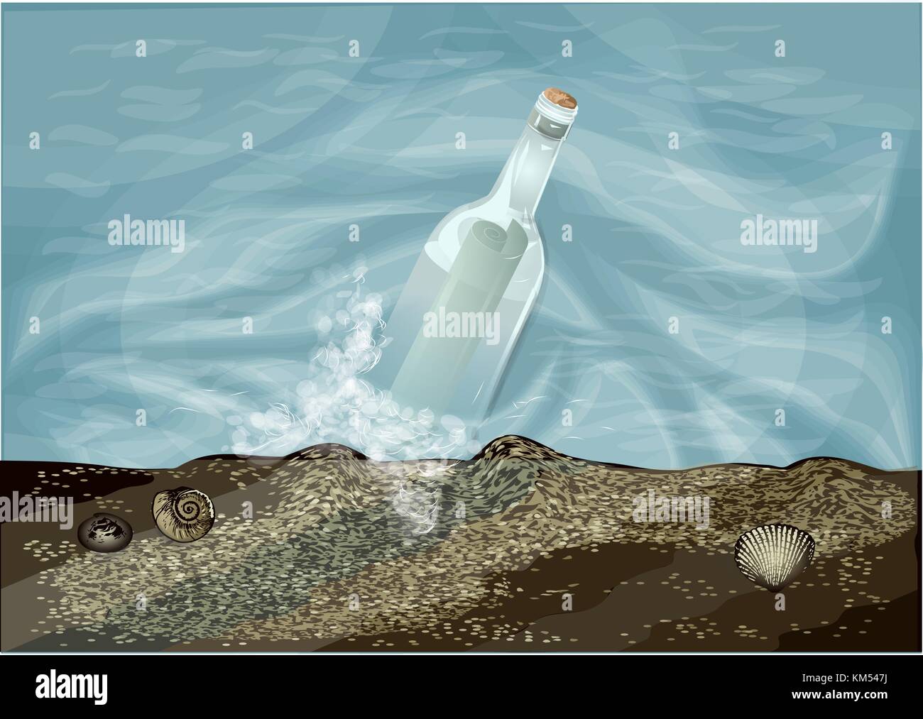 Bottle paper message in Stock Vector Images - Alamy