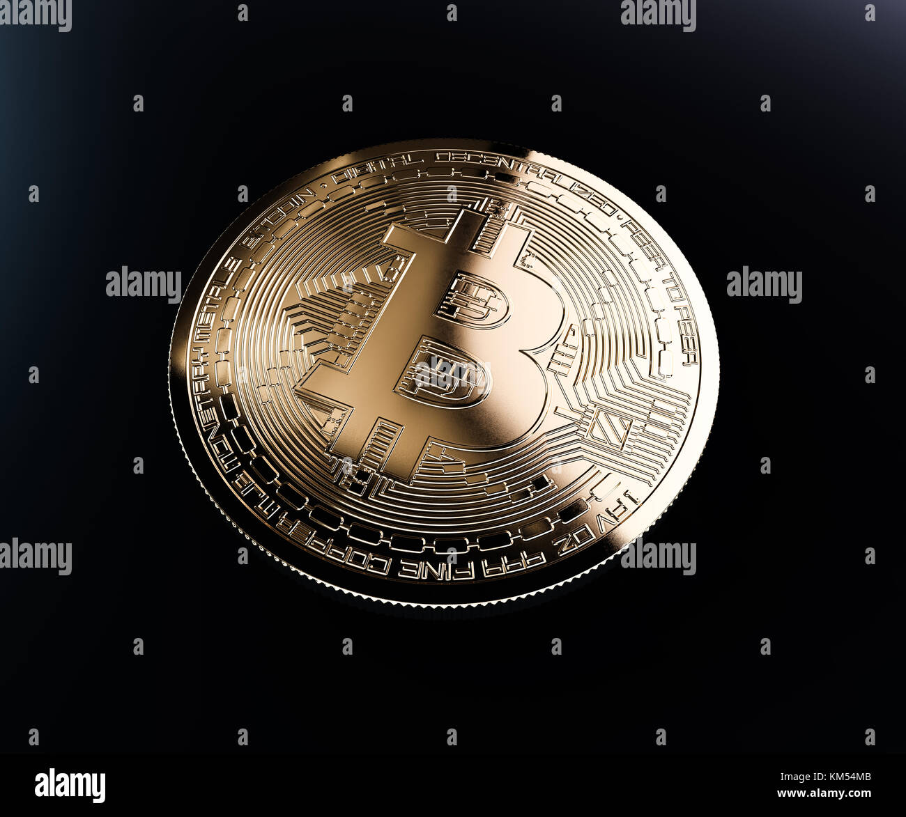 Bitcoin golden coin on black background. 3d rendering illustration Stock Photo - Alamy