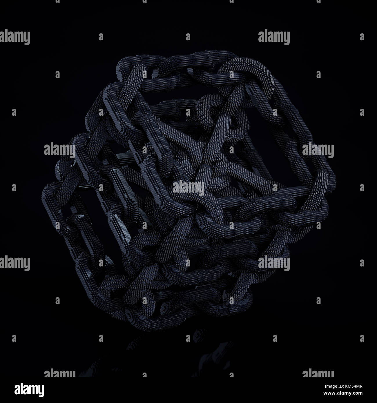 Blockchain digital chain with blocks connection shape. Big data box ...