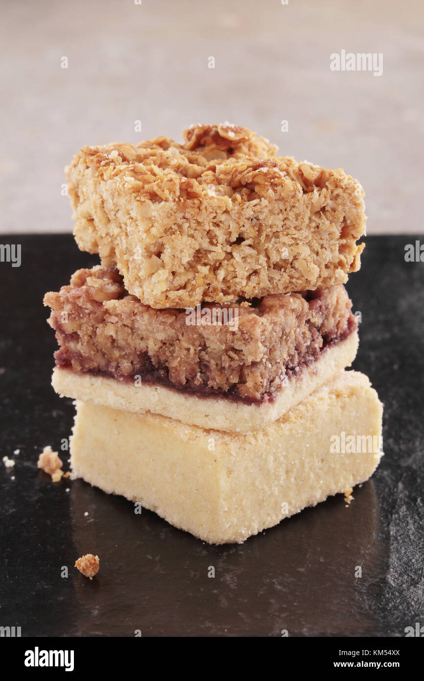 traybake cake slice selection Stock Photo - Alamy