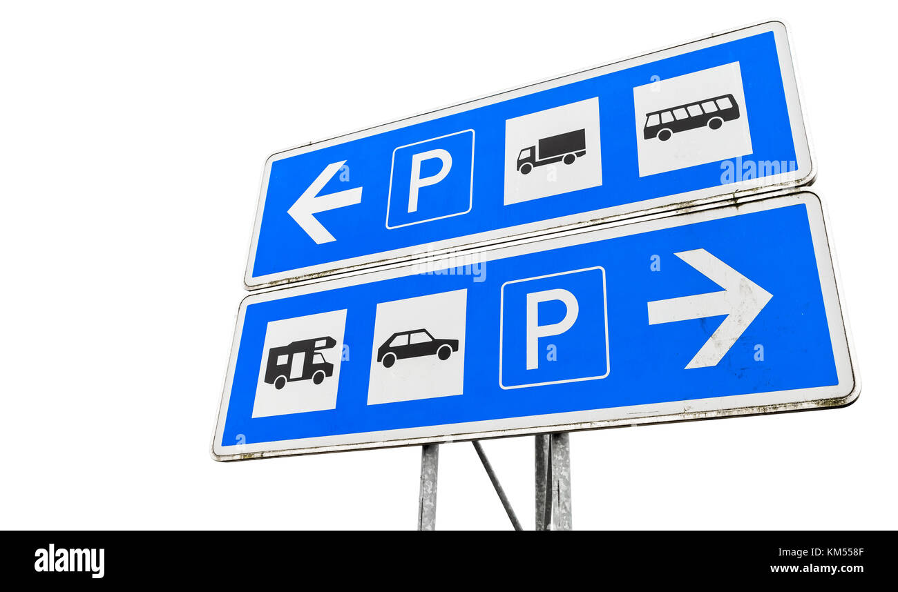 Separate parking sign for different types of transport isolated on ...