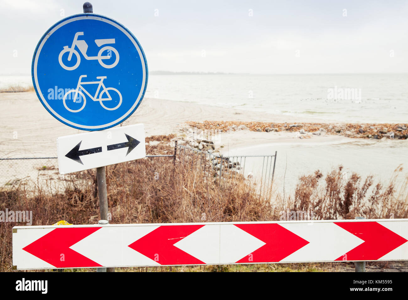 Lane for bicycles and motorcycles only. Blue round road sign ...
