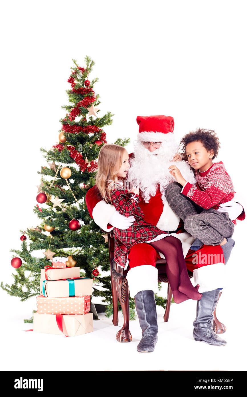 Kids with Santa Claus Stock Photo - Alamy