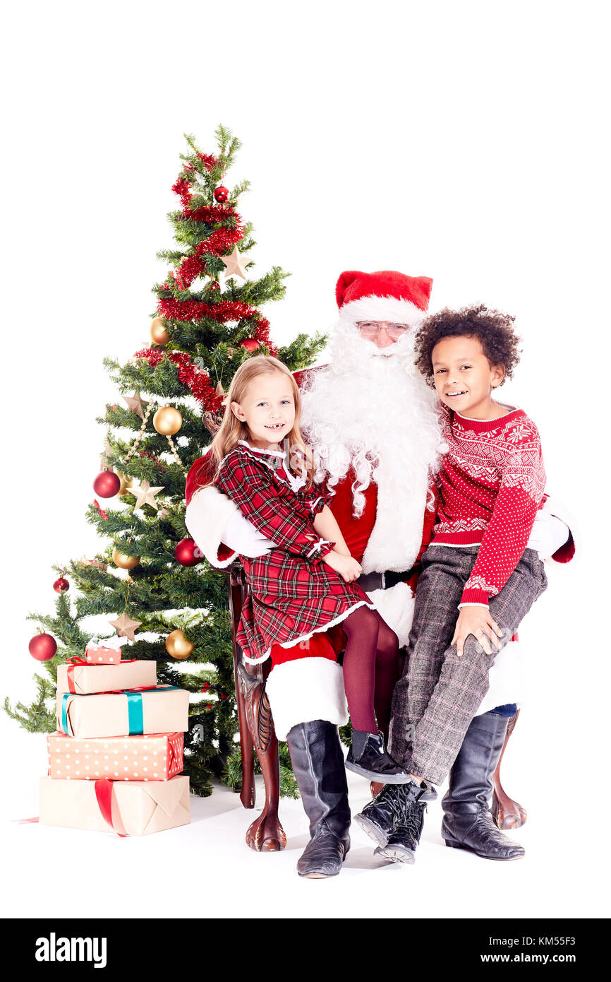 Kids with Santa Claus Stock Photo - Alamy