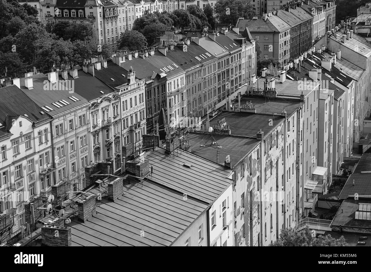 Old houses view over Black and White Stock Photos & Images - Alamy
