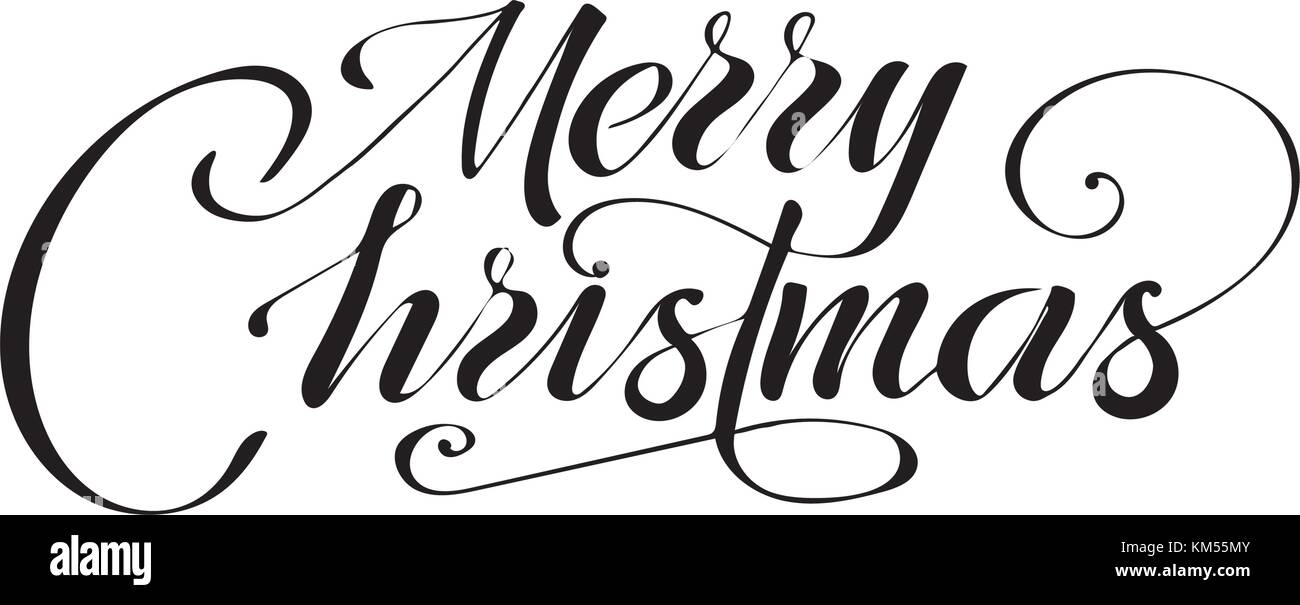 Merry christmas text vector on white background. Lettering for ...