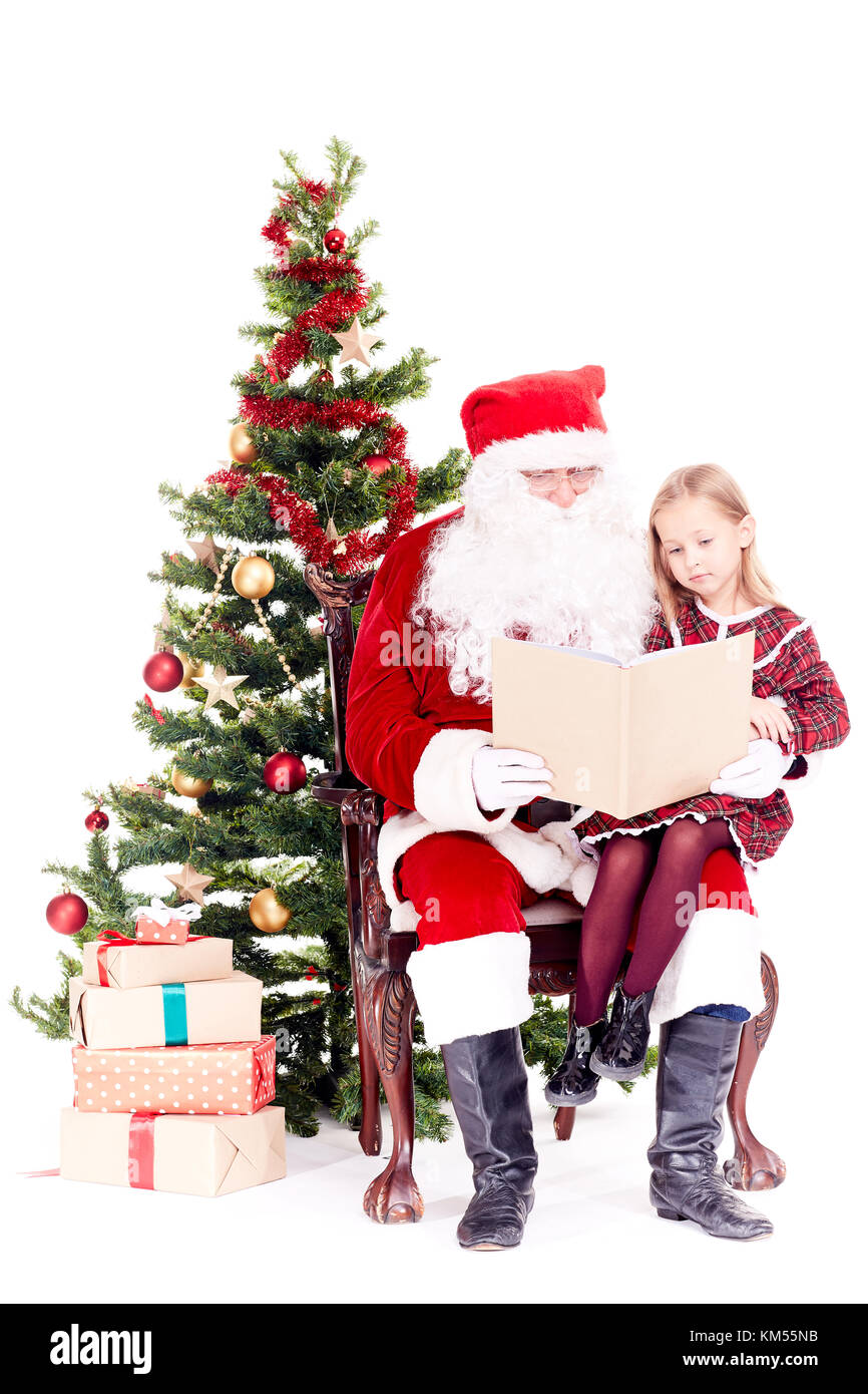 Girl sitting on lap of santa hi-res stock photography and images - Alamy