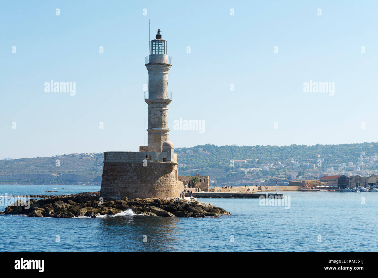 Lighthouse in Chania town. Good, Sunny weather. The island of Crete ...