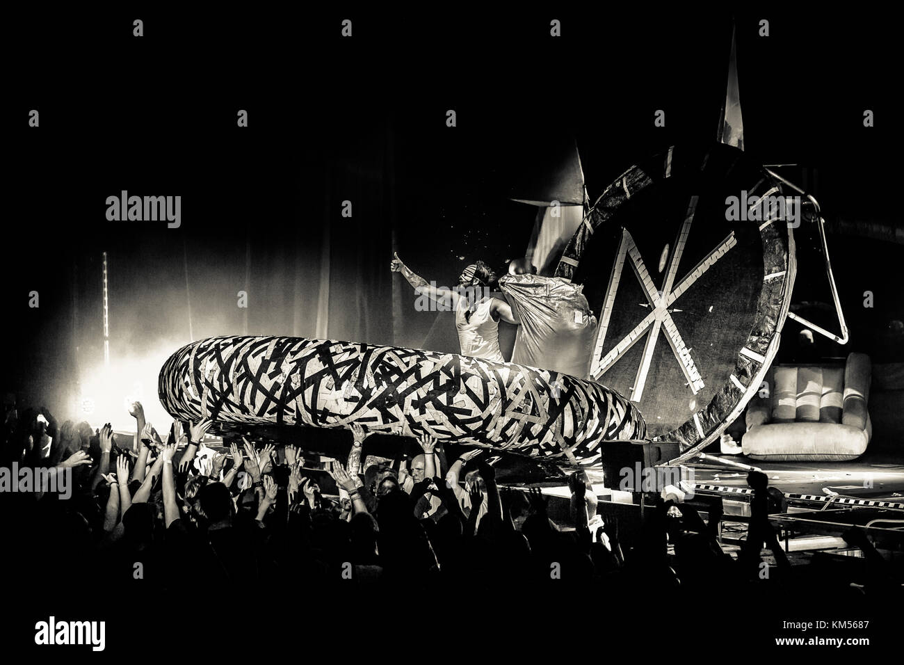 The alternative German hip hop and rap group Deichkind performs a live ...