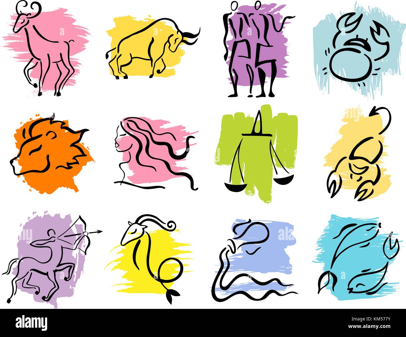 Horoscope Zodiac Star signs. Illustrations of twelve Stock Vector Image & Art - Alamy